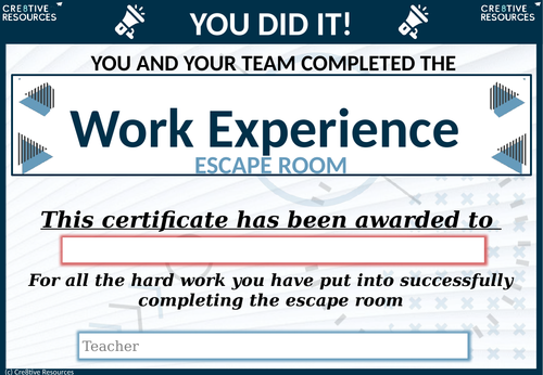 Work Experience - Careers Escape Room | Teaching Resources