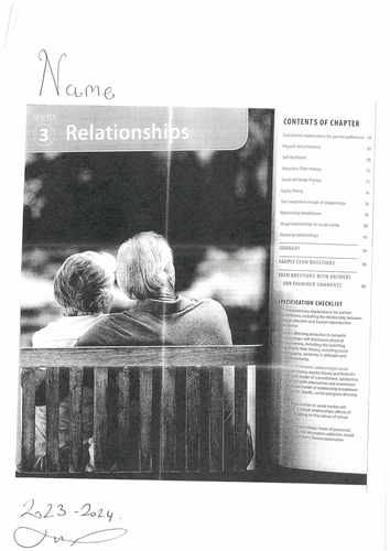 AQA A Level Psychology Relationships scheme of work, teaching resources ...