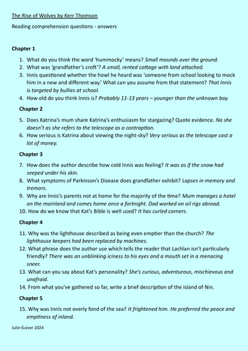 The Rise of Wolves - Reading Comprehension and Answers | Teaching Resources