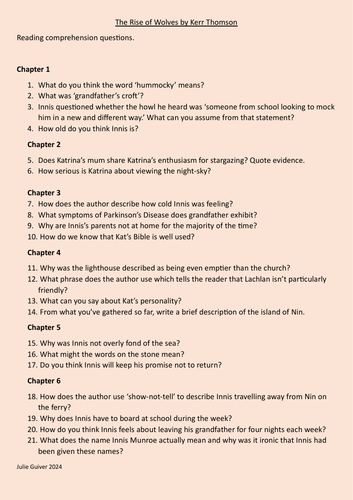 The Rise of Wolves - Reading Comprehension and Answers | Teaching Resources