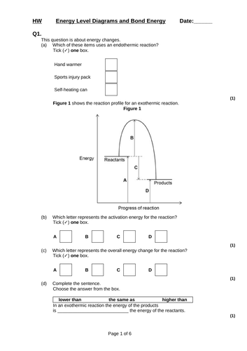 Energy level and bond energy KS3 CHEM | Teaching Resources