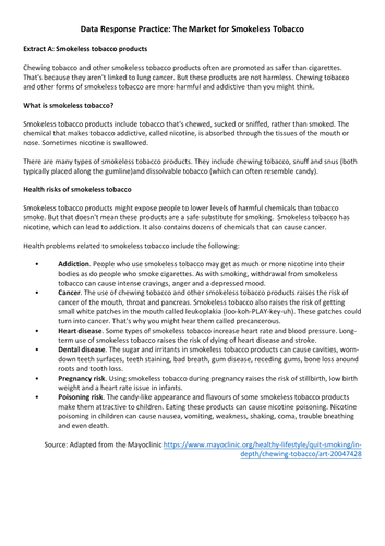 Economics Data Response Questions | Teaching Resources