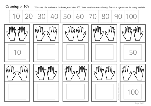 Counting in 10's to 100 With number guide | Teaching Resources