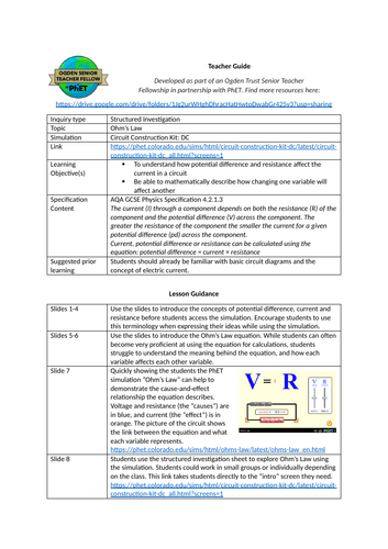 Ohm's Law - PhET Structured Investigation | Teaching Resources