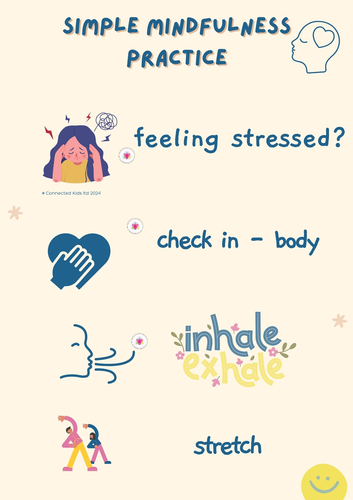 class poster - mindfulness benefits - reminder to young people - simple ...