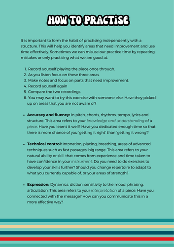 Music performance booklet | Teaching Resources