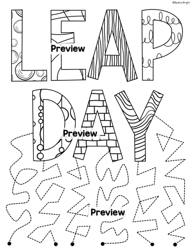 Leap Year Day Coloring Pages Sheets Activities 2024 | Teaching Resources