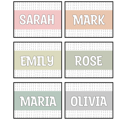 Free Student Name Labels, Boho Spotty Classroom Labels, Editable Back ...