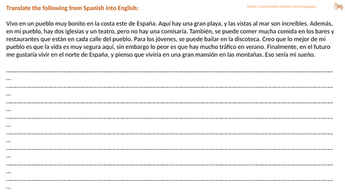 Spanish Translations - Home and region | Teaching Resources