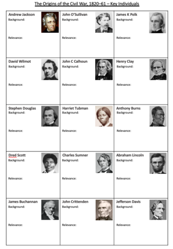 CIE AS History USA Topic 1 Work Booklet - Causes of the Civil War ...