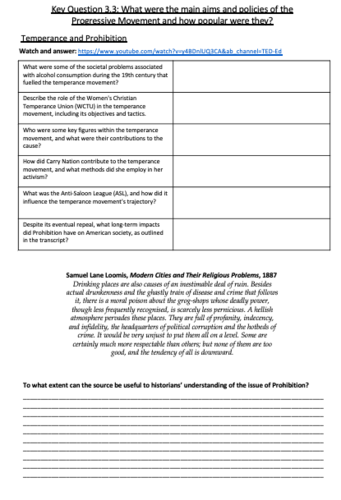 CIE AS History USA Topic 3 Work Booklet - Gilded Age and Progressive ...