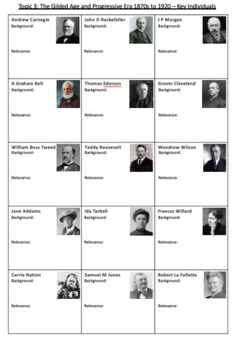 CIE AS History USA Topic 3 Work Booklet - Gilded Age and Progressive ...