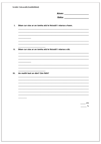 Colscaradh - Gnáthleibhéal | Teaching Resources