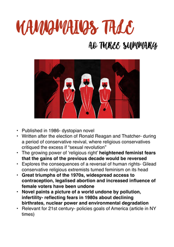Handmaid's Tale AO3 context revision | Teaching Resources