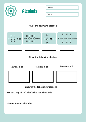 National 5 Alcohols | Teaching Resources