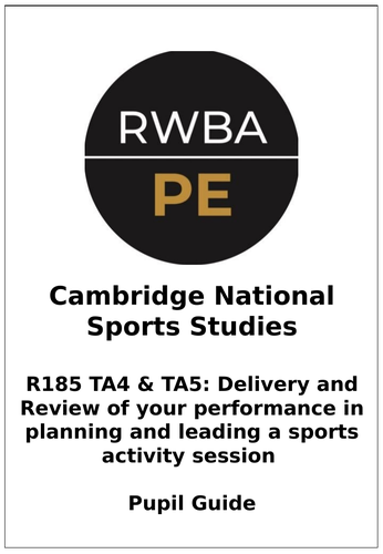 Cambridge National Sports studies R185 TA5 Pupil Guide | Teaching Resources