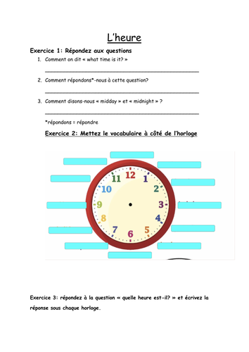 L'heure (time) | Teaching Resources