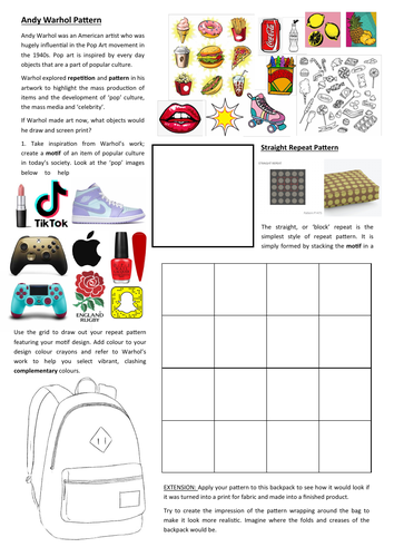 COVER LESSON: Stand-alone lesson for KS3 - Pop Art | Teaching Resources