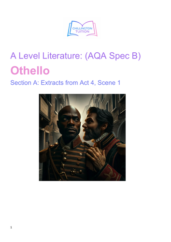 Othello: A Level English Literature (AQA Spec B) Section A | Teaching ...