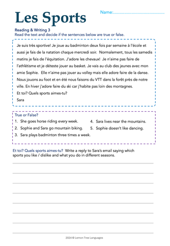 French Sports - Les Sports - Vocabulary and Grammar - Jouer et Faire ...