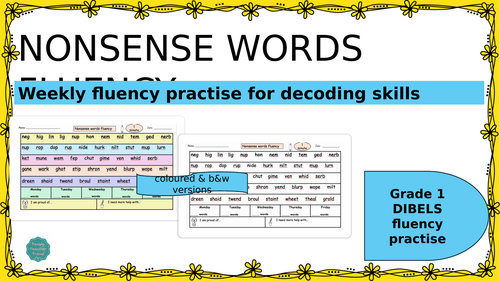 Nonsense words fluency check Grade 1 DIBELS words | Teaching Resources