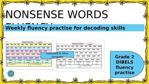 NONSENSE words fluency check Grade 2, DIBELS words | Teaching Resources