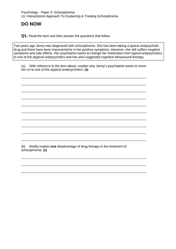 L6: Interactionist Approach - Schizophrenia - AQA Psychology | Teaching ...