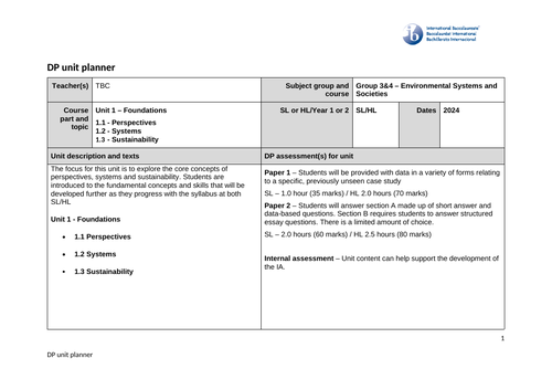 Bundle ESS Unit 1 Foundations – First Teaching 2024 | Teaching Resources