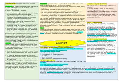 A- Level Spanish Learning mat (paper 3) "La música" | Teaching Resources