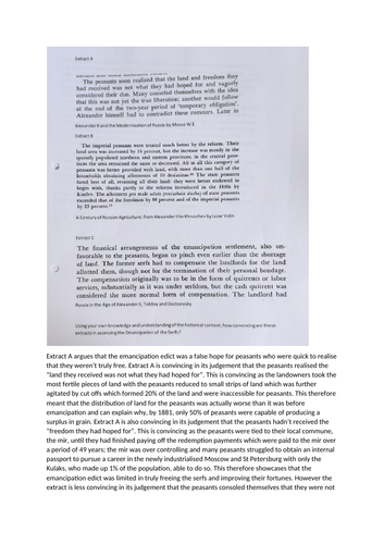 A Level History AQA 1H Tsarist and Communist Russia Essay and Extract ...