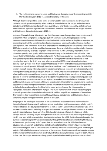 A Level History AQA 1H Tsarist and Communist Russia Essay and Extract ...