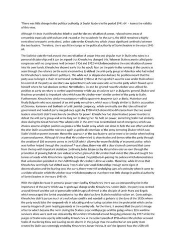 A Level History AQA 1H Tsarist and Communist Russia Essay and Extract ...