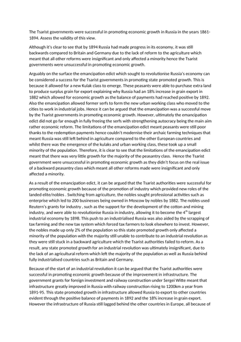 A Level History AQA 1H Tsarist and Communist Russia Essay and Extract ...