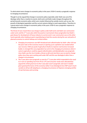 A Level History AQA 1H Tsarist and Communist Russia Essay and Extract ...