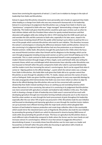 A Level History AQA 1H Tsarist and Communist Russia Essay and Extract ...