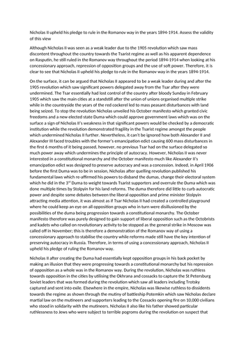A Level History AQA 1H Tsarist and Communist Russia Essay and Extract ...