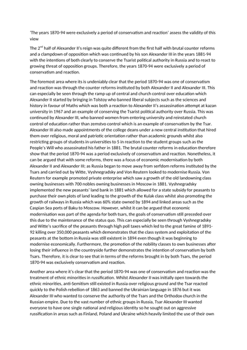 A Level History AQA 1H Tsarist and Communist Russia Essay and Extract ...