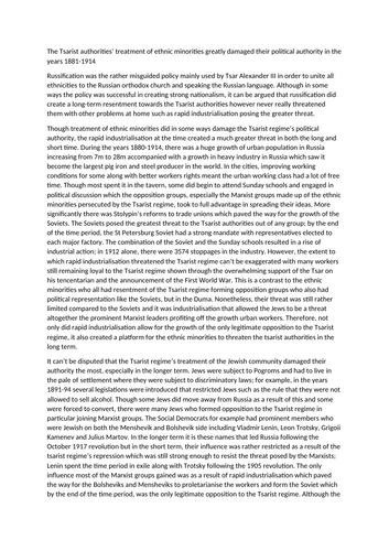 A Level History AQA 1H Tsarist and Communist Russia Essay and Extract ...