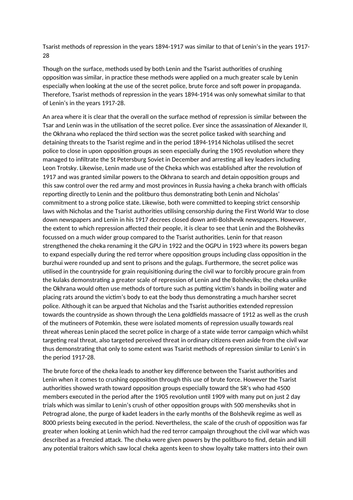 A Level History AQA 1H Tsarist and Communist Russia Essay and Extract ...