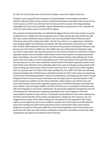 A Level History AQA 1H Tsarist and Communist Russia Essay and Extract ...