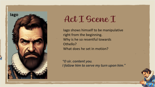 Othello A Level Literature - Lesson 2: Act 1 Scene 1 Iago Fuming | Teaching Resources