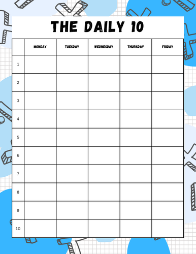 Daily 10 Blank Worksheet | Teaching Resources