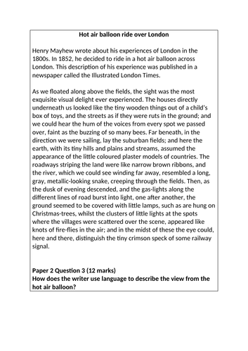 AQA GCSE English Language Paper 2 Q3 practice | Teaching Resources