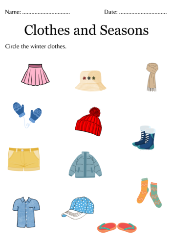 Printable clothes for different seasons worksheet - weather and clothes ...