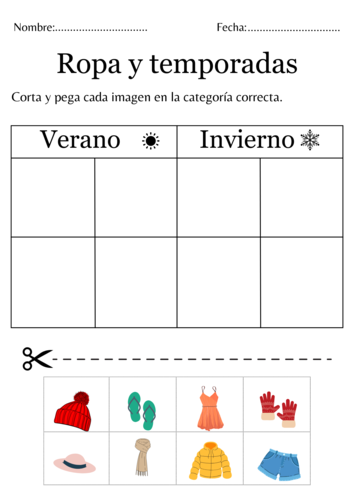 Ropa para diferentes temporadas - Clothes and seasons in spanish ...