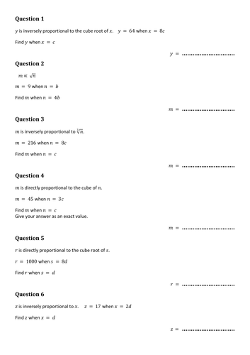 Edexcel GCSE Higher Unit 19 - Proportion & Graphs | Teaching Resources