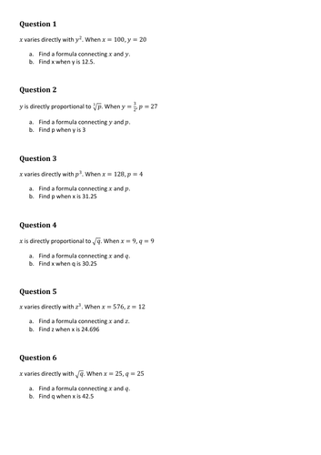 Edexcel GCSE Higher Unit 19 - Proportion & Graphs | Teaching Resources