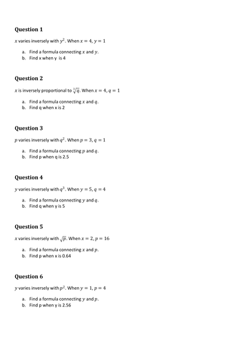 Edexcel GCSE Higher Unit 19 - Proportion & Graphs | Teaching Resources