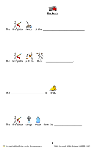 Fire truck song work- SEND | Teaching Resources