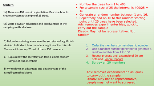 Edexcel A level statistics: 6. Sampling methods and Sources of Bias ...